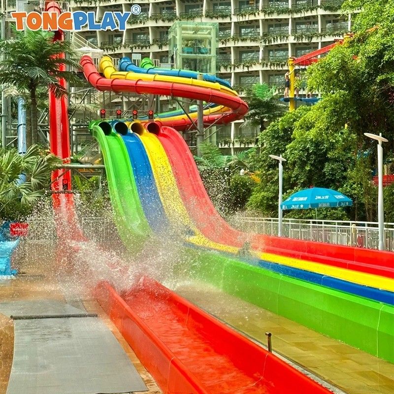 Water Playground Amusement Play Rainbow High Speed Slide Fiberglass ...