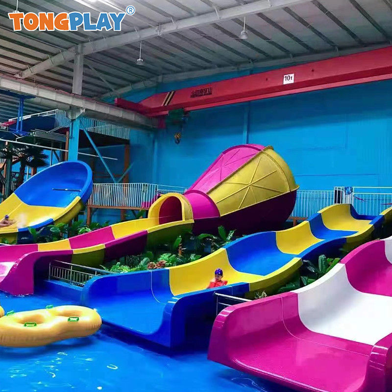 Customized Fiberglass Water Slide Colorful Combined in Water Park Pool ...