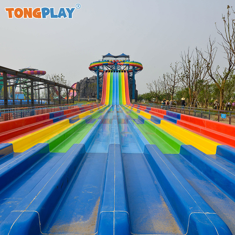 Water Playground Amusement Slide Water Park Multi- Lanes Colorful ...