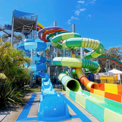 Fiberglass Rainbow Water Slide Muti Player Commercial Pool Slides